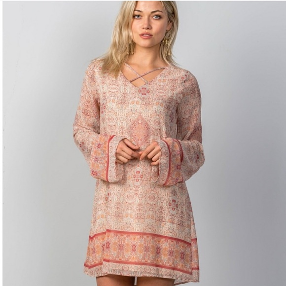 BOUTIQUE | Dresses | Boho Cream Rust Dress | Poshmark